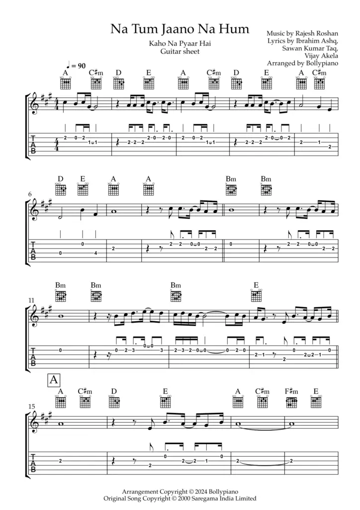 Na Tum Jaano Na Hum - Bollypiano