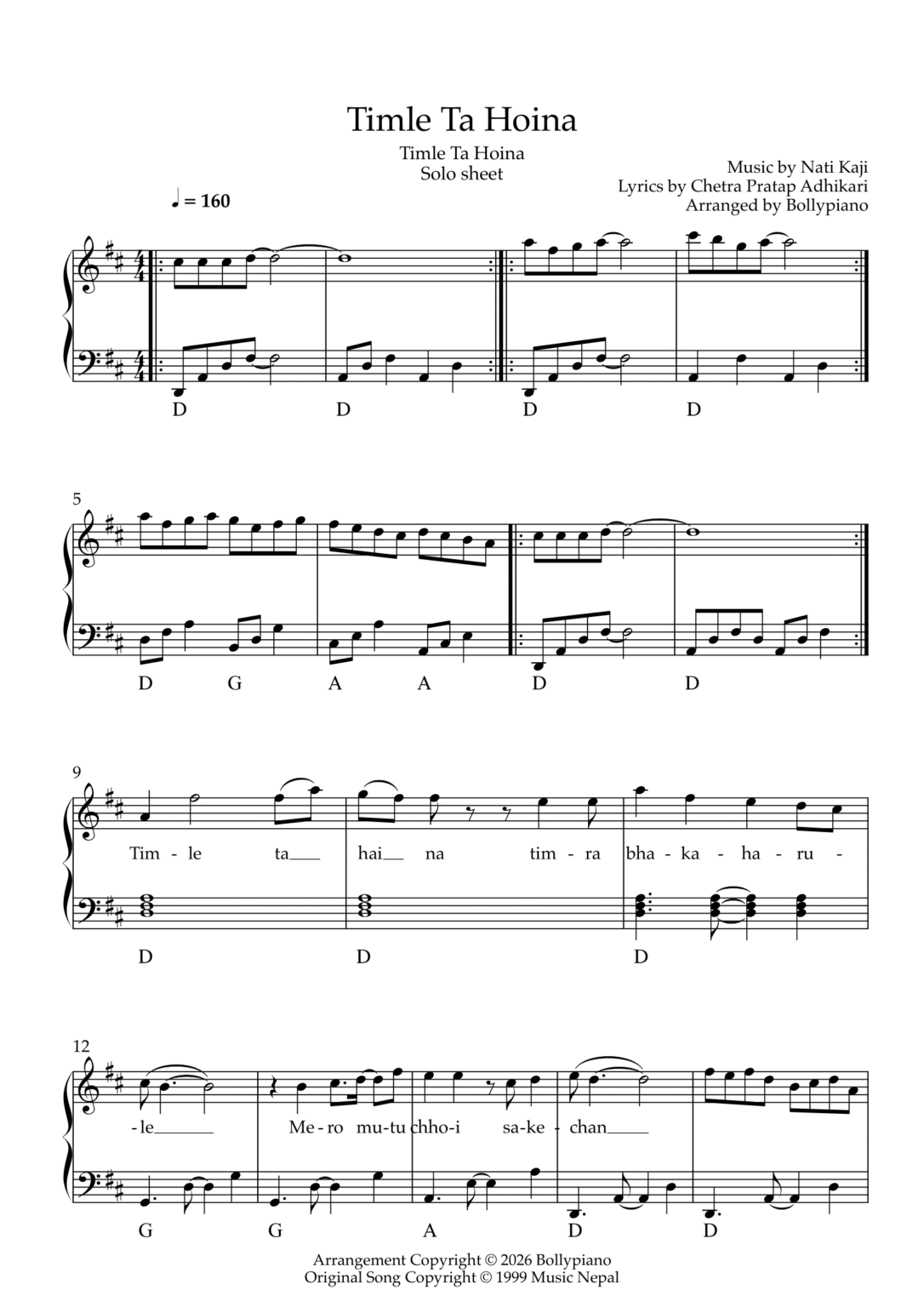 Timle Ta Hoina - Bollypiano